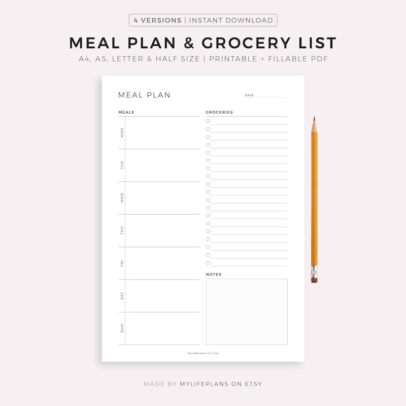 Menu Planning Fillable - Etsy