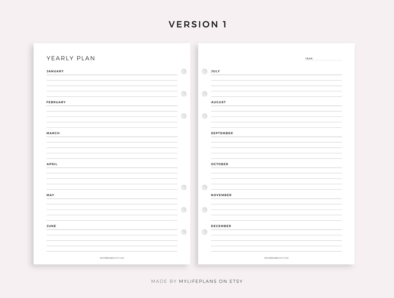 Yearly Overview Two Page Yearly Planner Printable Year at a - Etsy