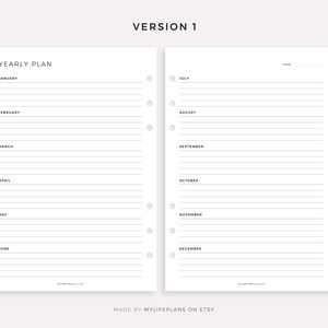 Yearly Overview, Two Page Yearly Planner Printable, Year at a Glance ...