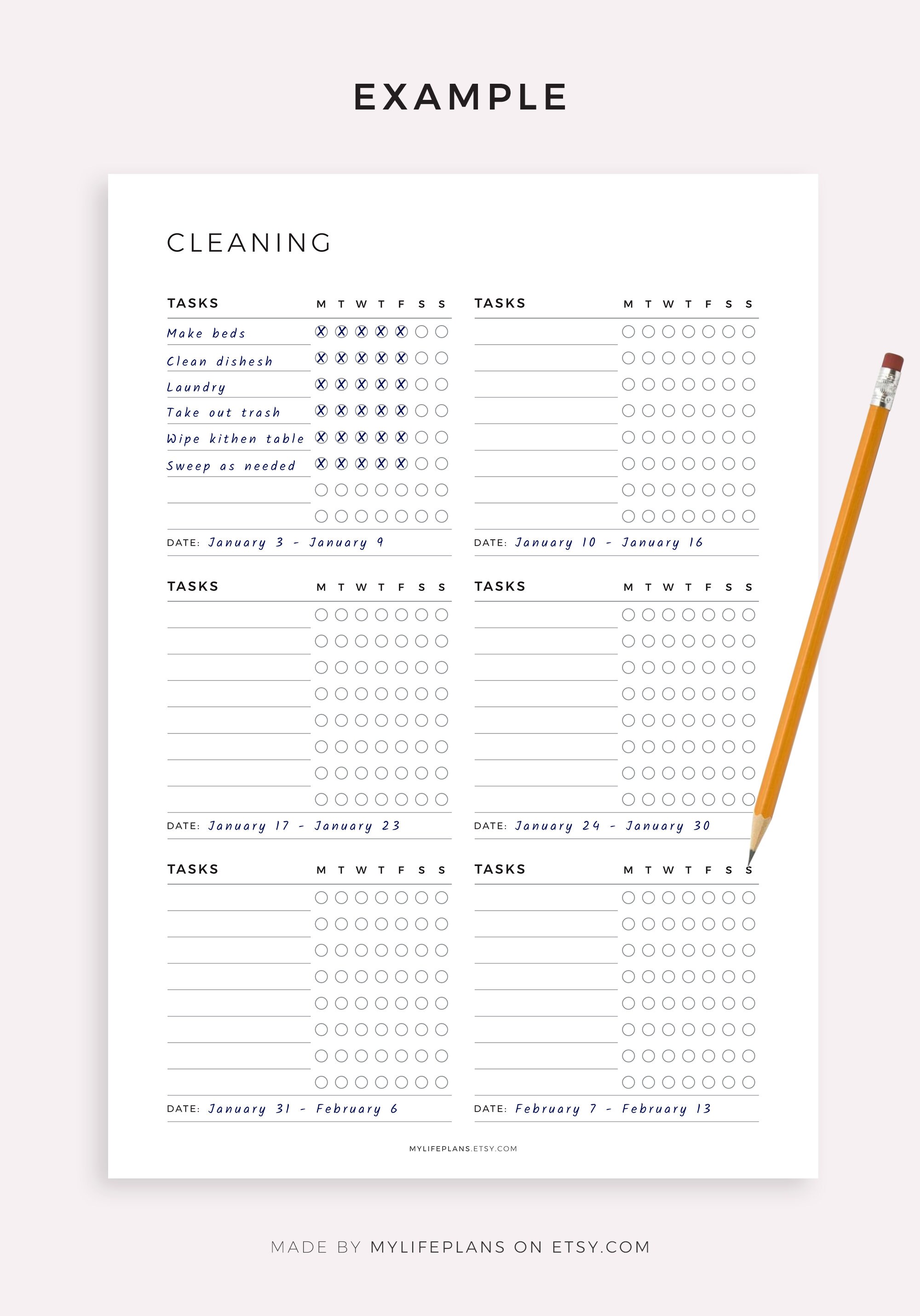 Printable Weekly Cleaning Checklist Cleaning to Do List - Etsy UK
