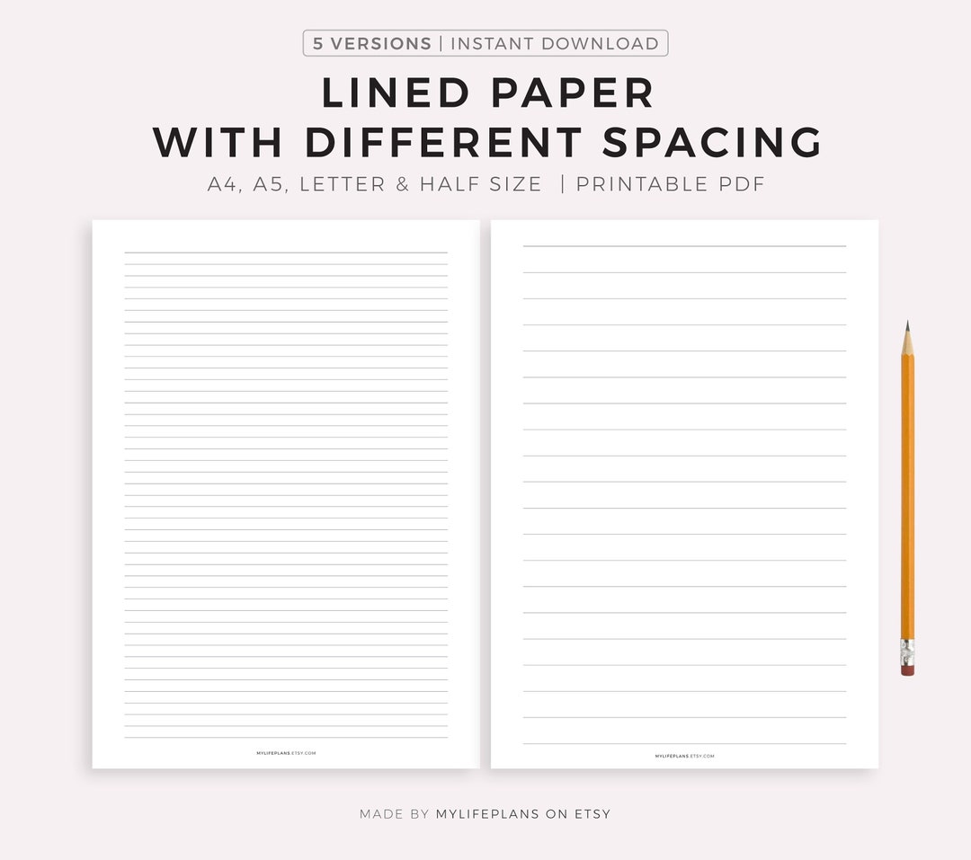 Lined Paper Different Spacing 6mm, 8mm, 10mm, 12mm, 14mm, Printable PDF ...
