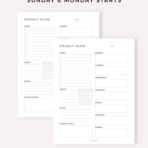 Week Planner Digital, Weekly to Do List, Weekly Habit Tracker, Weekly ...