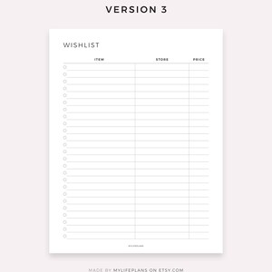 Simple Wishlist Digital Template for iPad Tablet, Compatible With ...
