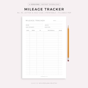 Mileage Tracker Printable, Work Trip Miles Tracker, Business Mileage ...
