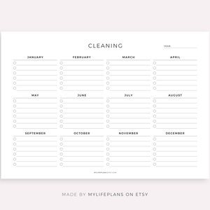 Yearly Cleaning Checklist Printable Landscape, Cleaning Task List ...
