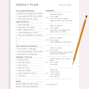 Work From Home Weekly Planner Printable, Weekly to Do List for Work ...