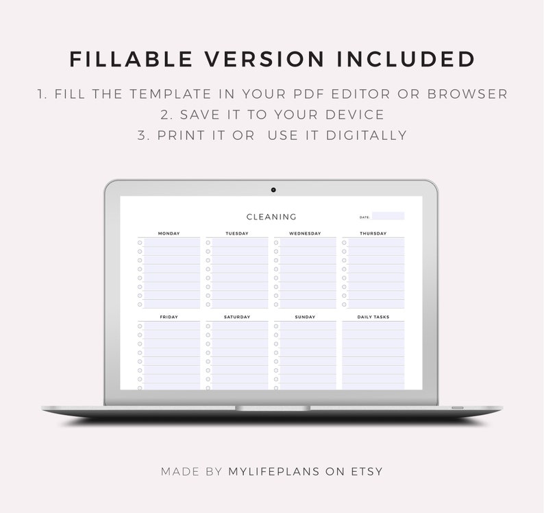 Weekly Cleaning Checklist Printable Landscape Cleaning to Do - Etsy UK