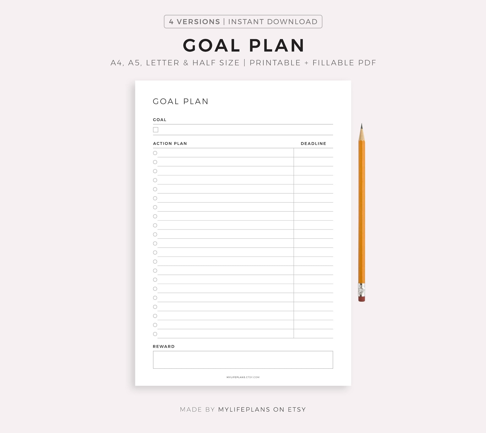 Goal Planner, Goal Setting, Goal Progress, Minimalist Planner, A4/a5 ...