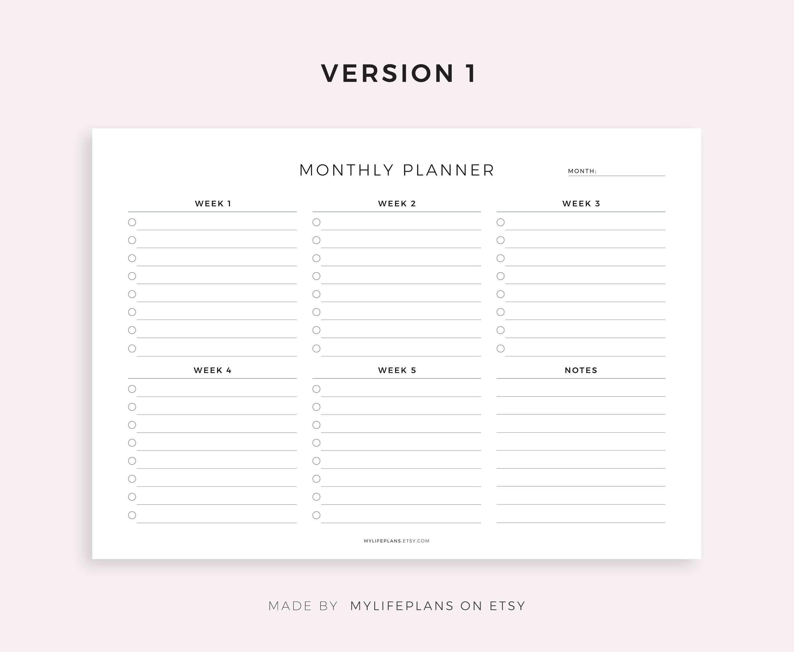 Monthly Task List Landscape Monthly Planning Printable To Do | Etsy
