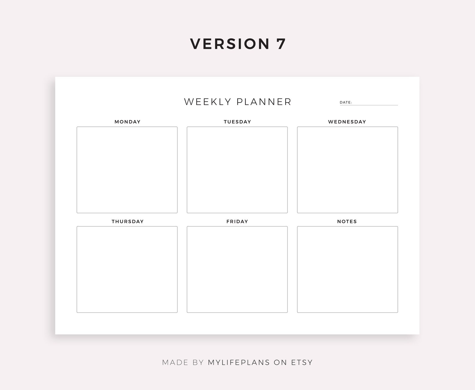 Five Day Weekly Planner Printable to Do List, Weekly Schedule, Week at ...