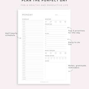 Printable 7 Day Planner, Daily Planner, Weekly Planner, Half Hourly ...