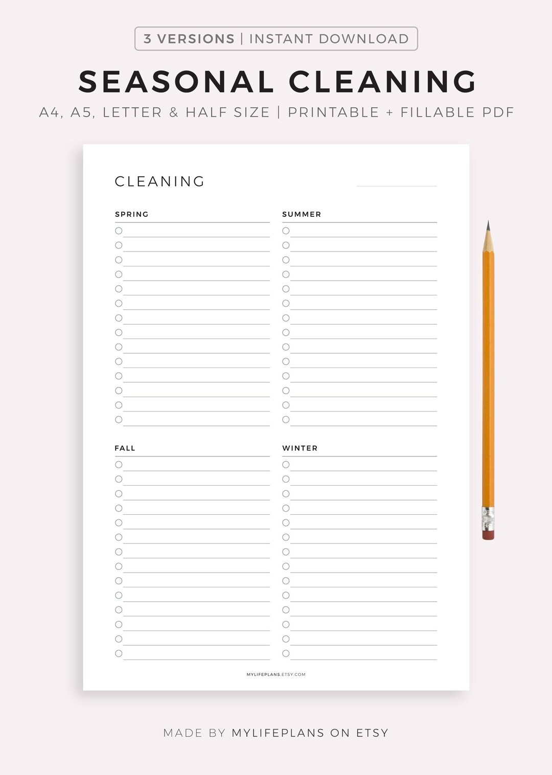 Seasonal Cleaning Checklist Printable, Cleaning Planner, Cleanign ...