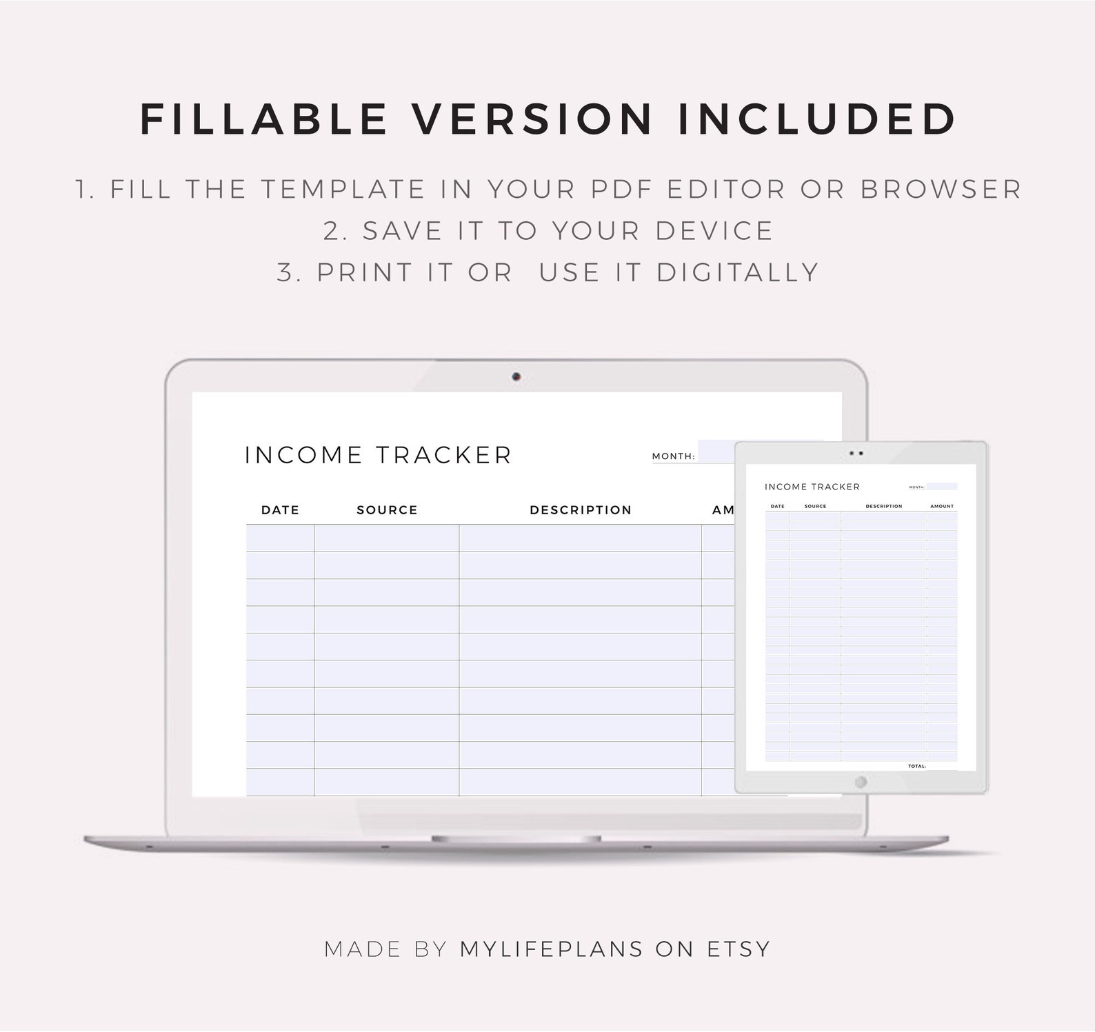Income & Expense Tracker, Monthly Budget Planner Printable, Financial ...
