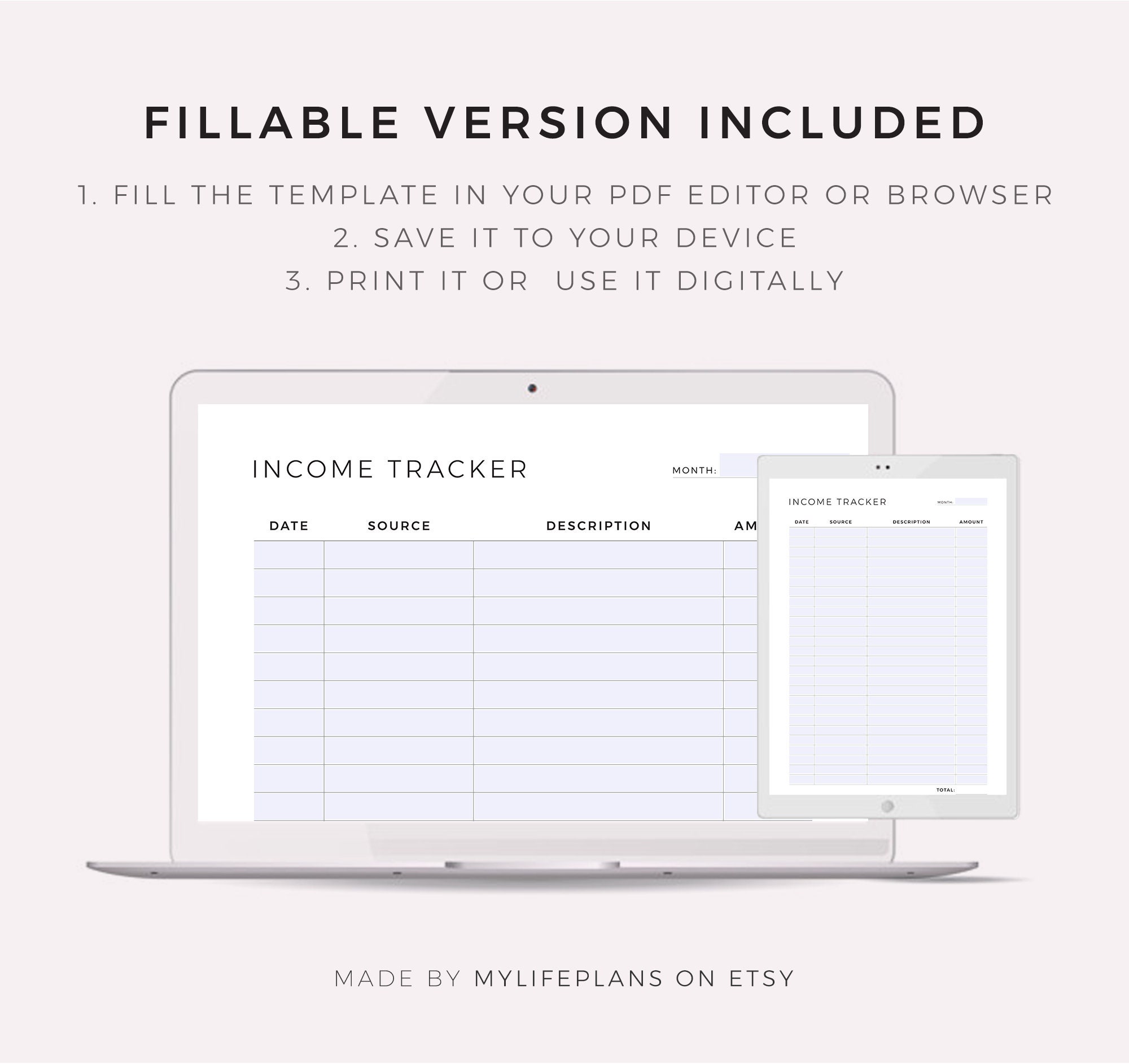Income & Expense Tracker Monthly Budget Planner Printable - Etsy