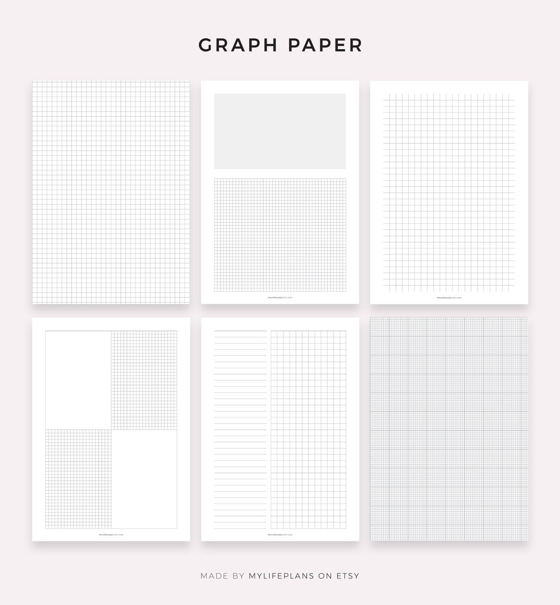 Notes Lined Graph & Dot Grid Paper Pages Bundle Printable - Etsy
