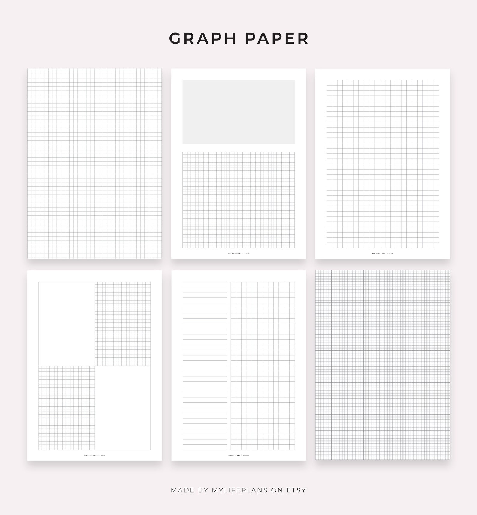 Printable Notes Paper Bundle: Lined, Graph, Dot Grid, Instant Download ...