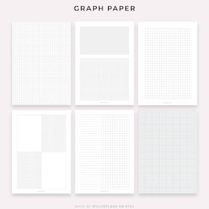 Notes, Lined, Graph & Dot Grid Paper Pages Bundle Printable, A4/a5 ...