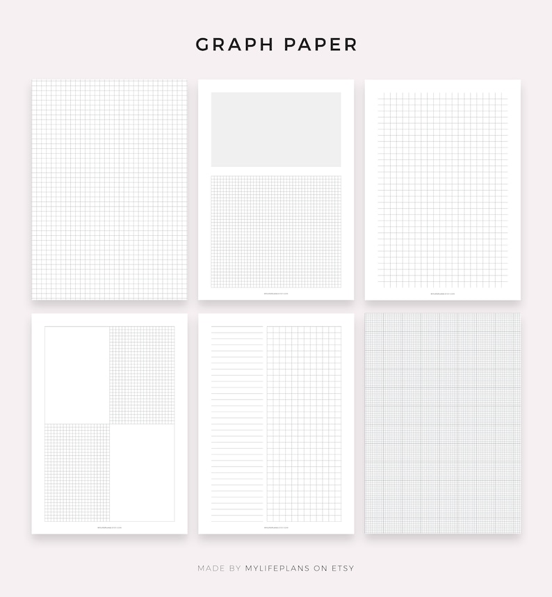 Notes, Lined, Graph & Dot Grid Paper Pages Bundle Printable, A4/a5 ...