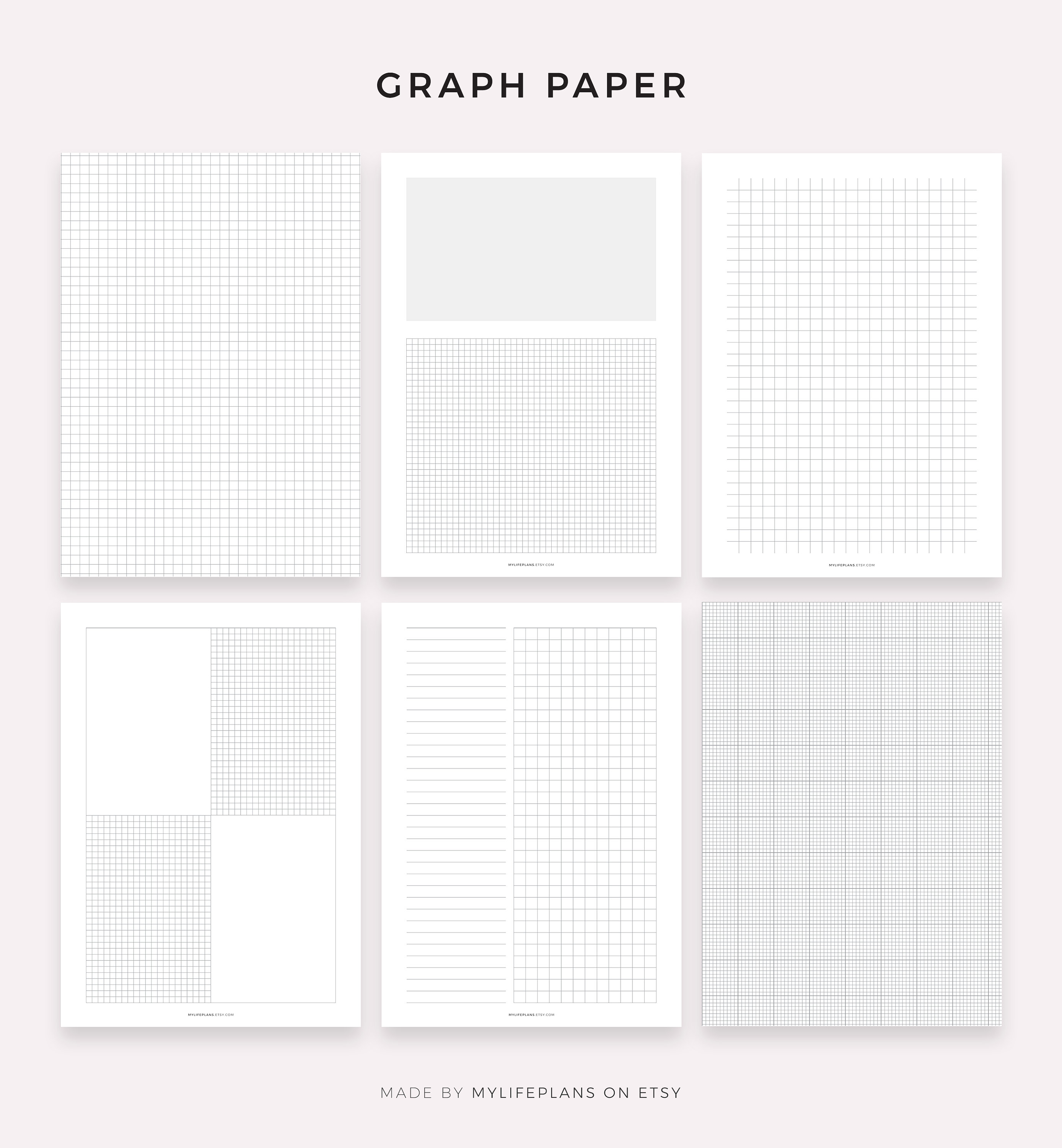 Notes Lined Graph & Dot Grid Paper Pages Bundle Printable - Etsy
