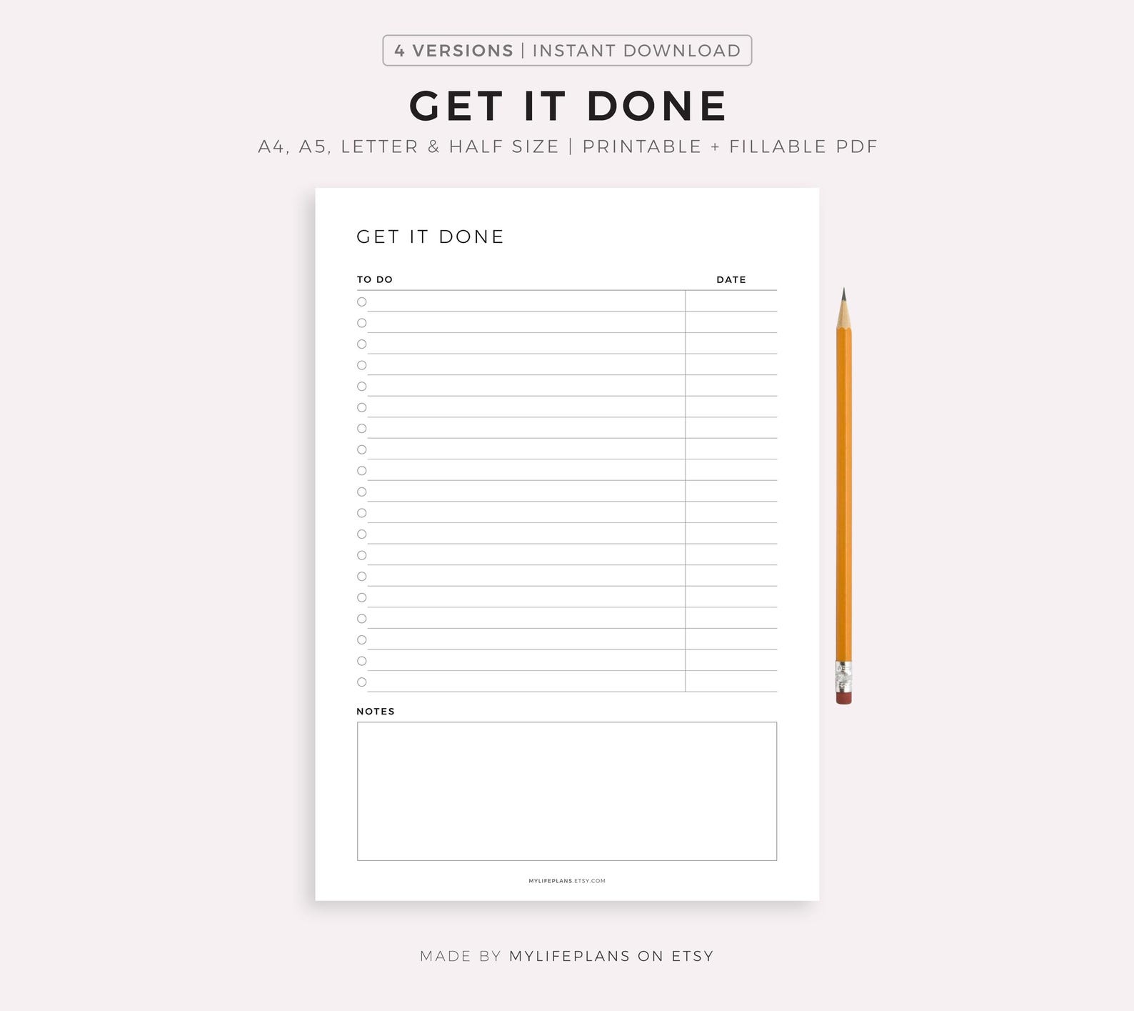 Get It Done, Printable to Do List Template, Task List, A4/a5/letter ...