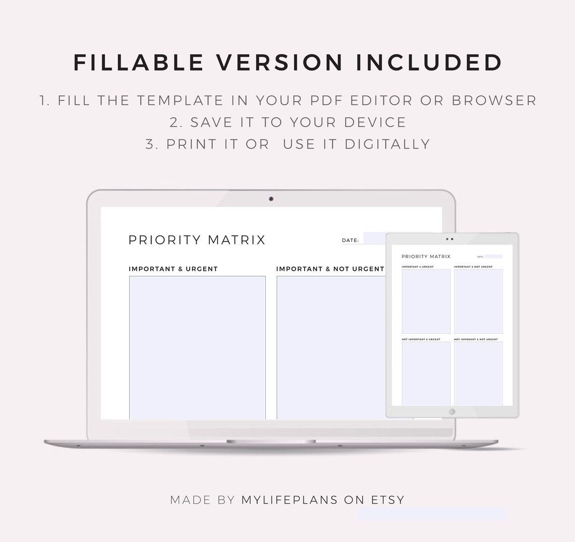 Priority Matrix Printable, Decision Matrix, Eisenhower Matrix, My ...