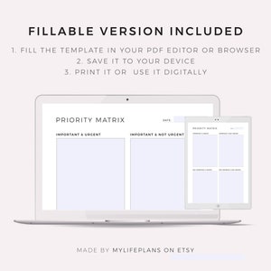 Priority Matrix Printable, Decision Matrix, Eisenhower Matrix, My ...