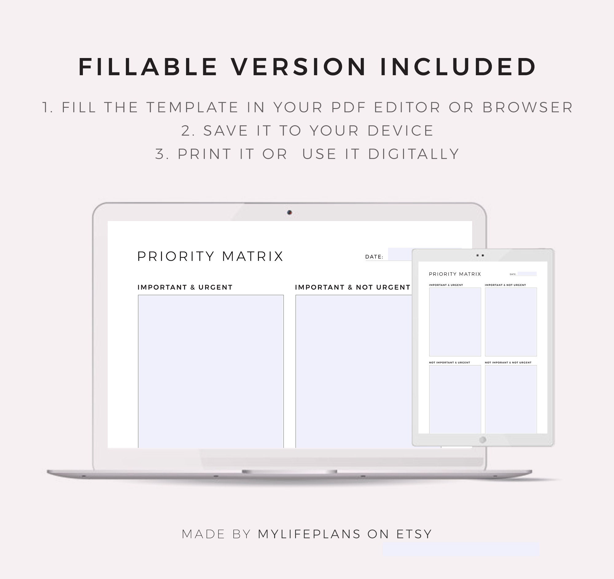 Priority Matrix Printable, Decision Matrix, Eisenhower Matrix, My ...