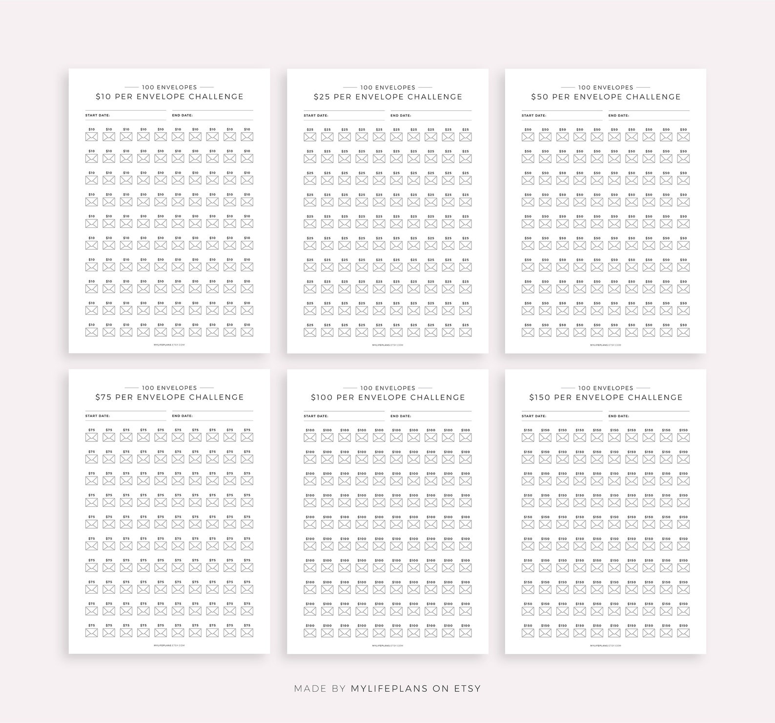 100 Envelope Challenges Printable, Money Savings Trackers, Saving ...