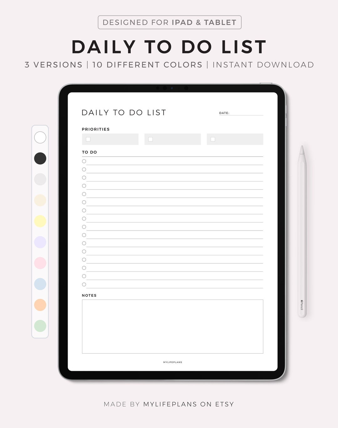 Digital Daily to Do List Planner, Daily Task List, Minimal Daily ...
