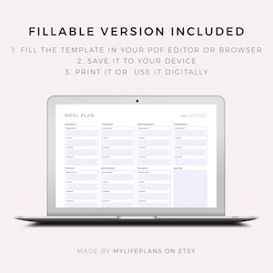 Printable Weekly Meal Planner Landscape, Food Diary, Meal Tracker, Food ...