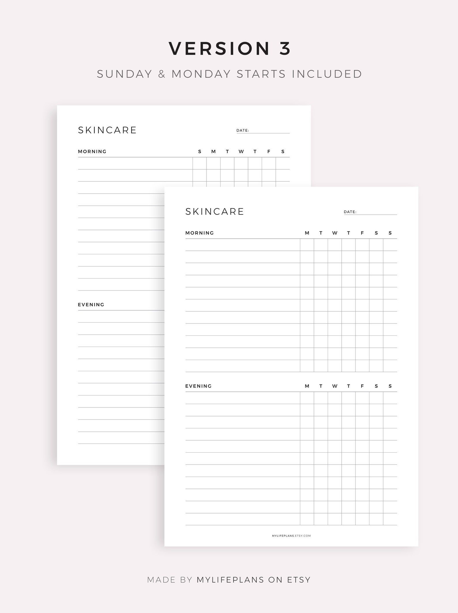 Skincare Routine Planner Printable Beauty Planner Daily Self - Etsy