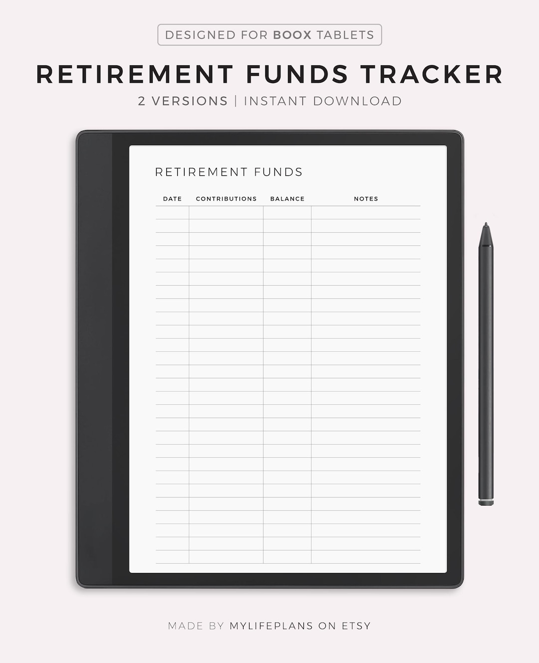 Retirement Funds Tracker for Boox Note Series / Tab Series / Go 10.3 ...