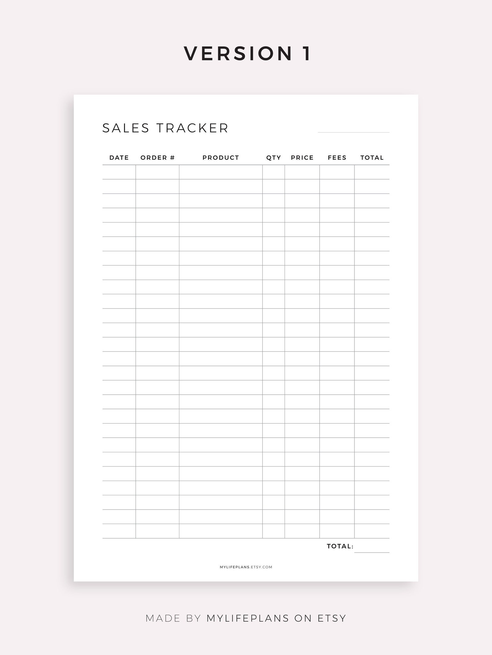 Sales Tracker Printable, Online Business Sales, Side Hustle Sales ...