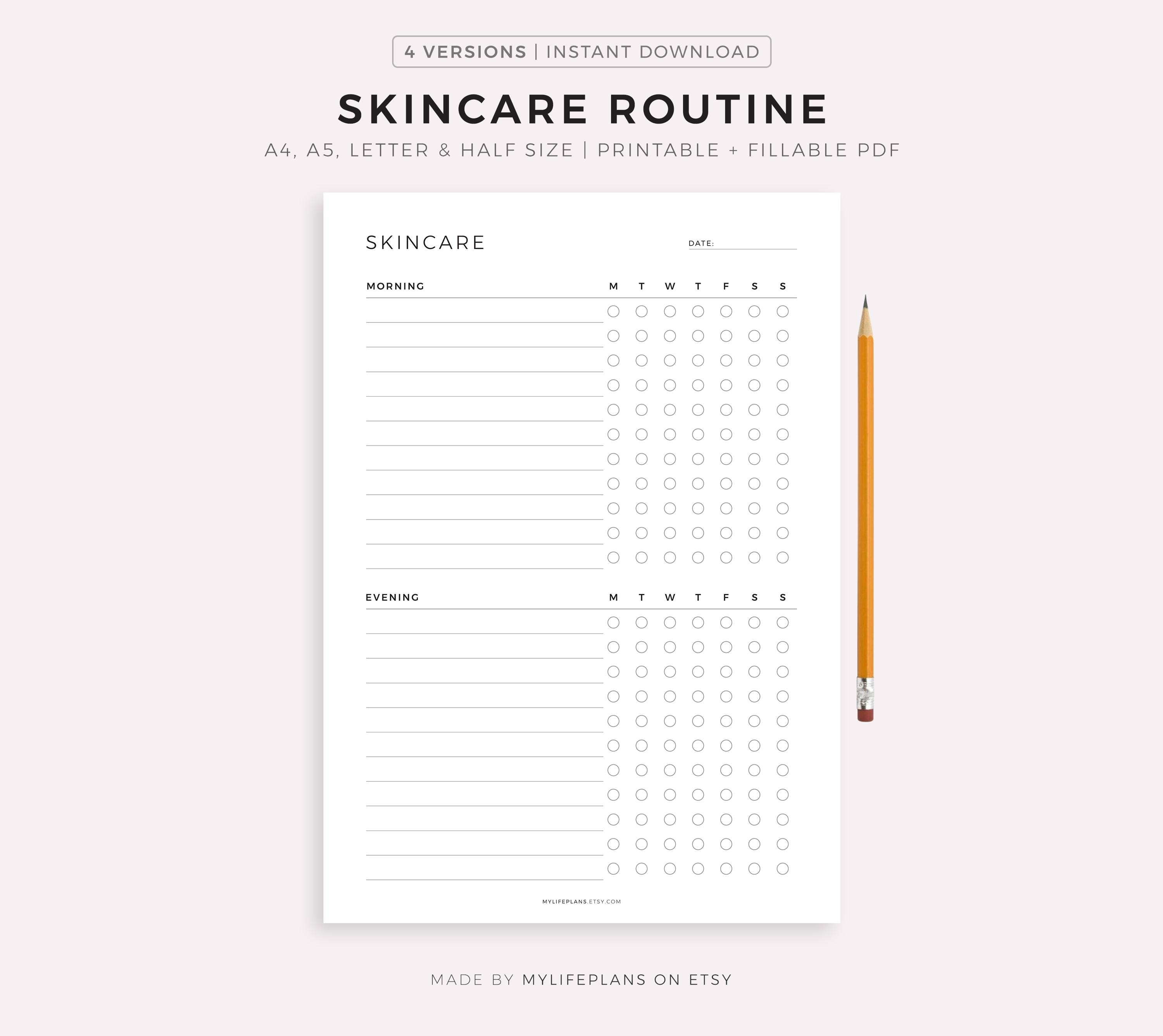 Skincare Routine Planner Printable, Beauty Planner, Daily Self Care ...