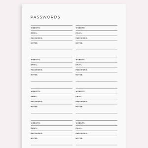 Password Tracker for Remarkable Paper Pro, Password Organizer, Password ...