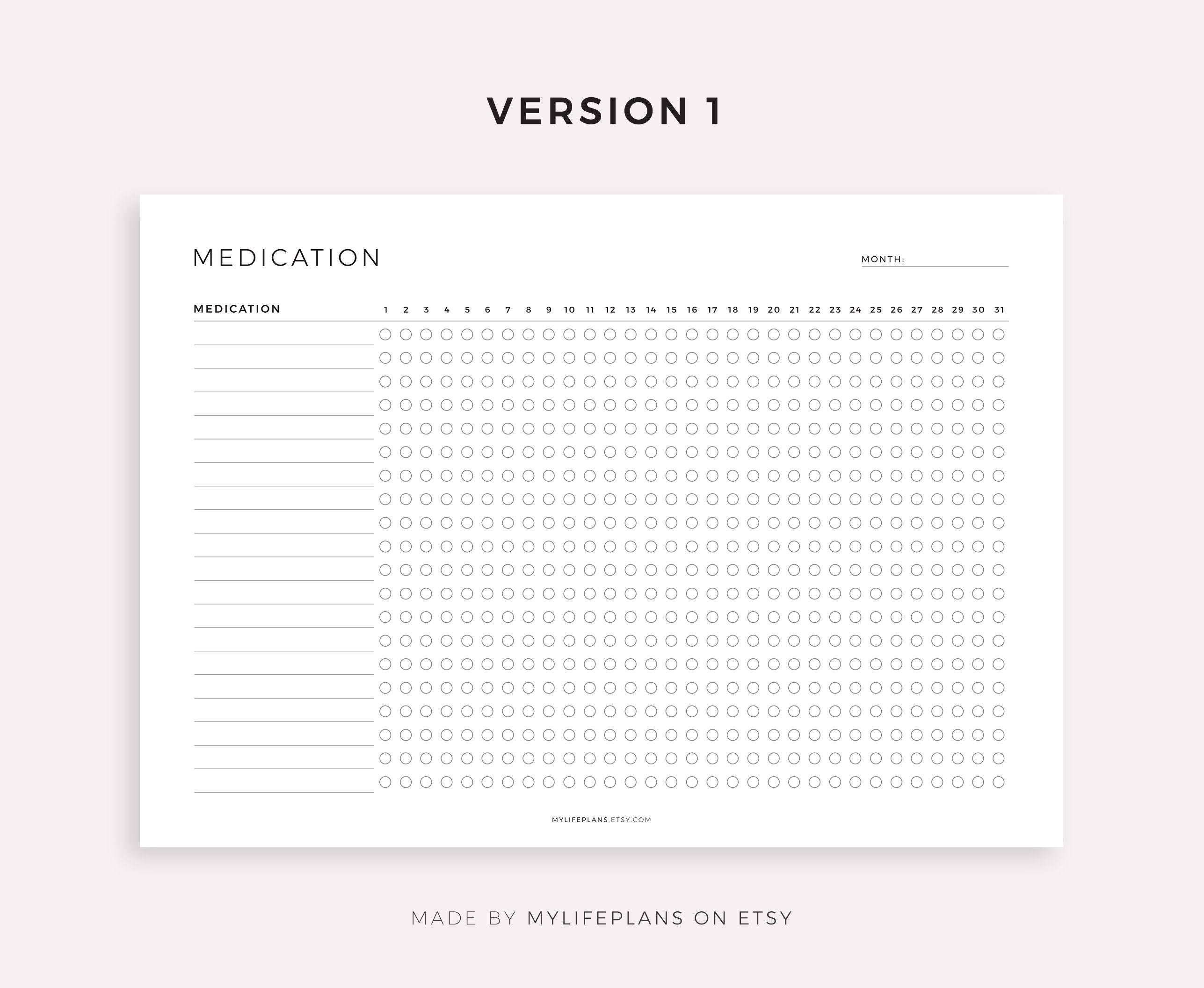 Monthly Medication Tracker Printable, Medication Schedule, Medication ...