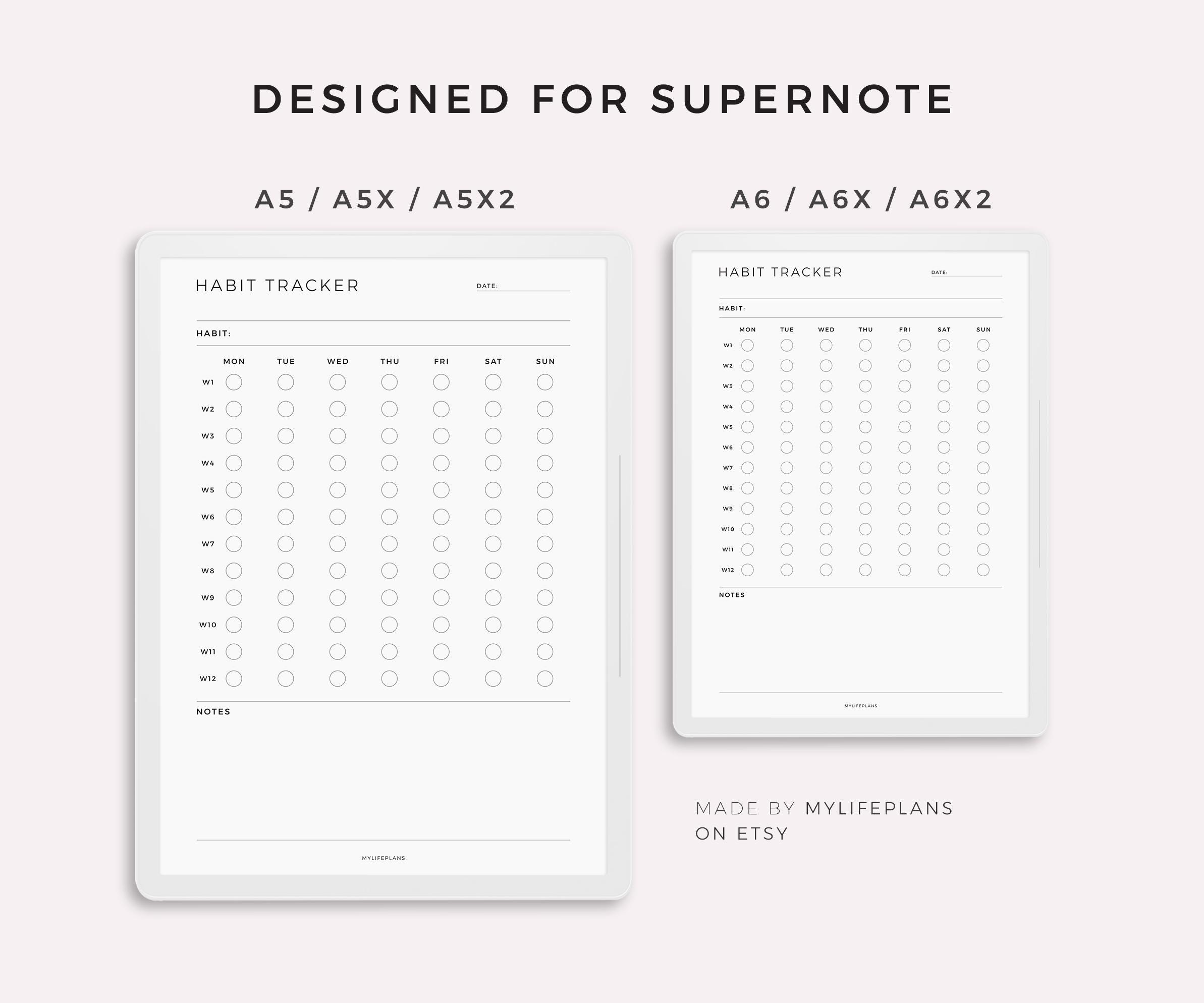 12 Week Habit Tracker for Supernote A5X2/A5X/A5/A6X2/A6X/A6, Instant ...