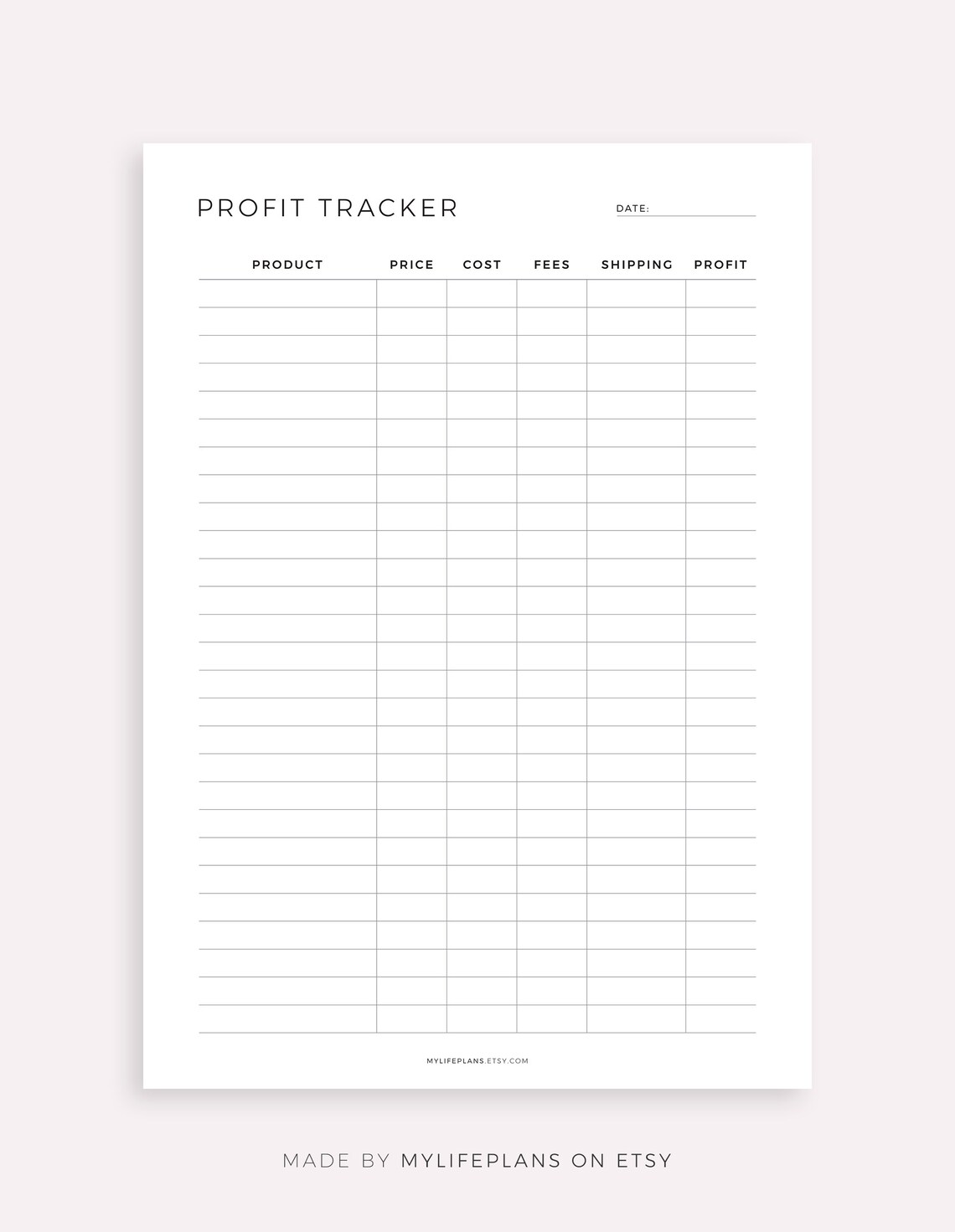 Profit Tracker Printable, Sales Profit Log, Profit Calculator, Sales ...