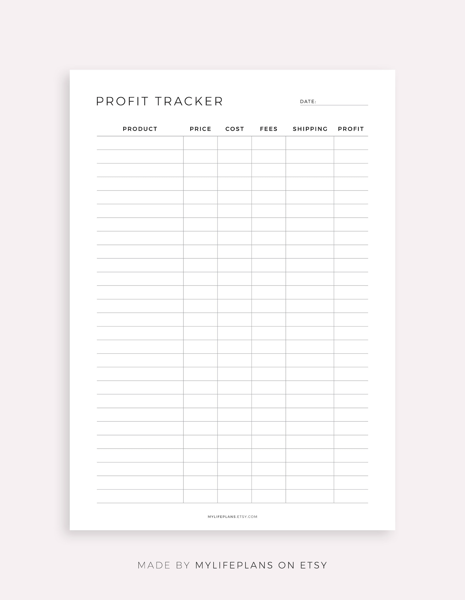 Profit Tracker Printable, Sales Profit Log, Profit Calculator, Sales ...