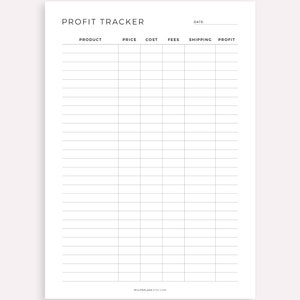 Profit Tracker Printable, Sales Profit Log, Profit Calculator, Sales ...
