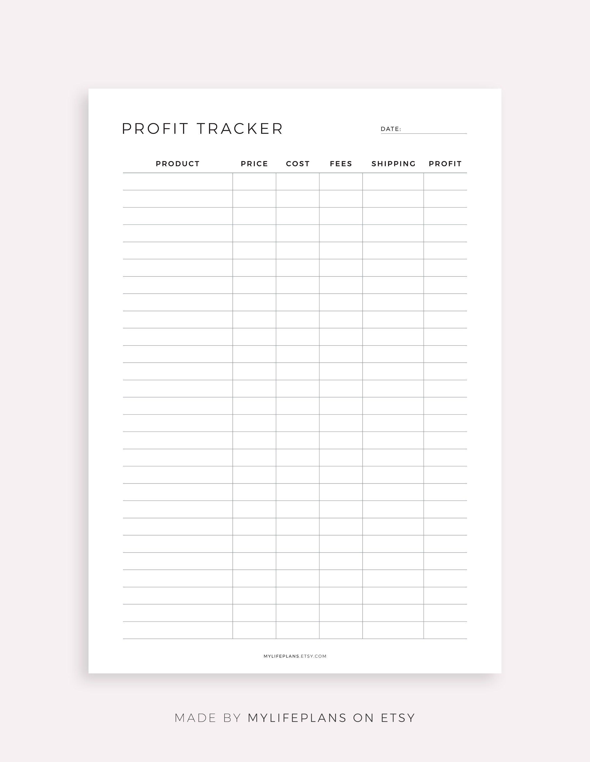 Profit Tracker Printable Sales Profit Log Profit Calculator - Etsy UK