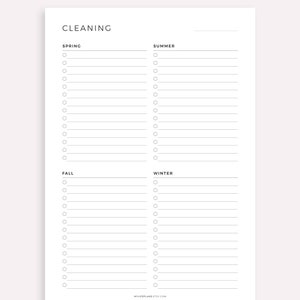 Seasonal Cleaning Checklist Printable, Cleaning Planner, Cleanign ...