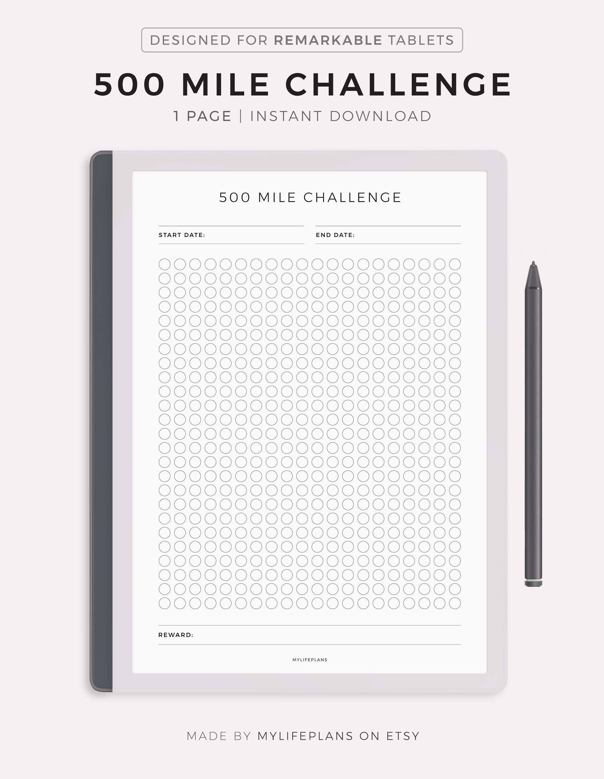 500 Mile Running or Walking Challenge, Workout Challenge, Exercise ...
