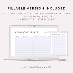 Accounting Ledger Printable, Small Business Bookkeeping, Log for Credit ...
