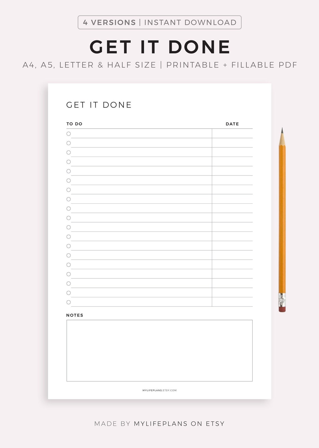 Get It Done, Printable to Do List Template, Task List, A4/a5/letter ...