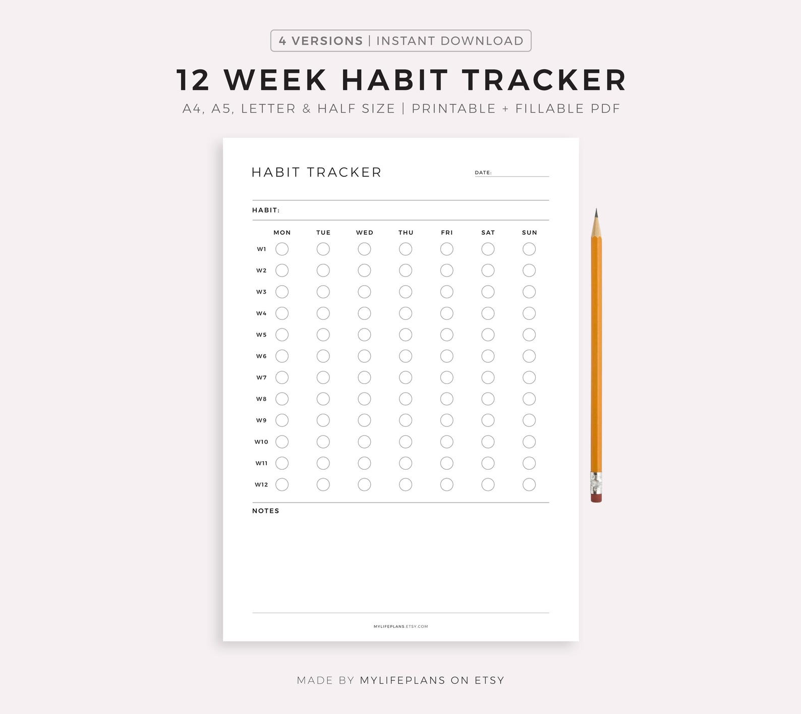 12 Week Habit Tracker Printable, Habit Planner, Routine Tracking, Habit ...