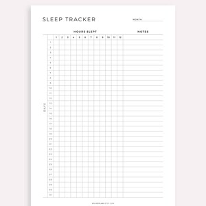 Sleep Tracker Printable, Monthly Sleep Log, Sleep Quality Journal ...