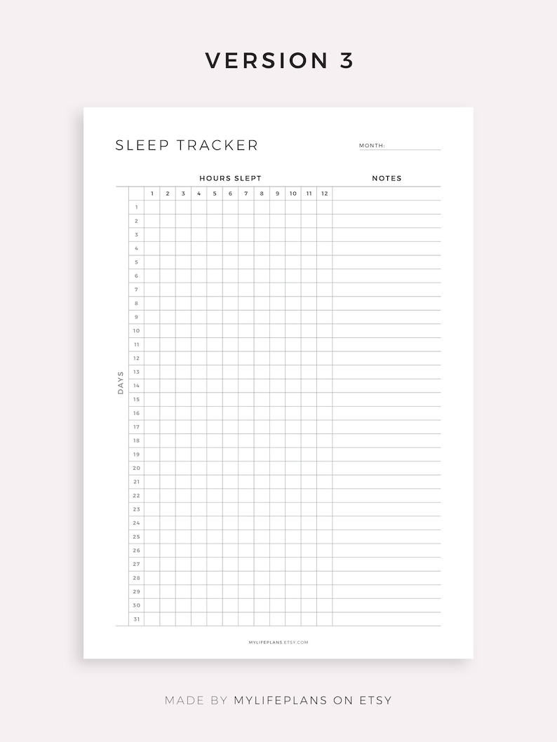 Sleep Tracker Printable Monthly Sleep Log Sleep Quality - Etsy UK