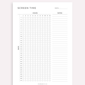 Screen Time Tracker Printable - Get Your Digital Life Under Control by ...