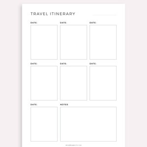 Simple Travel Itinerary Printable, Travel Planner Template, Vacation ...